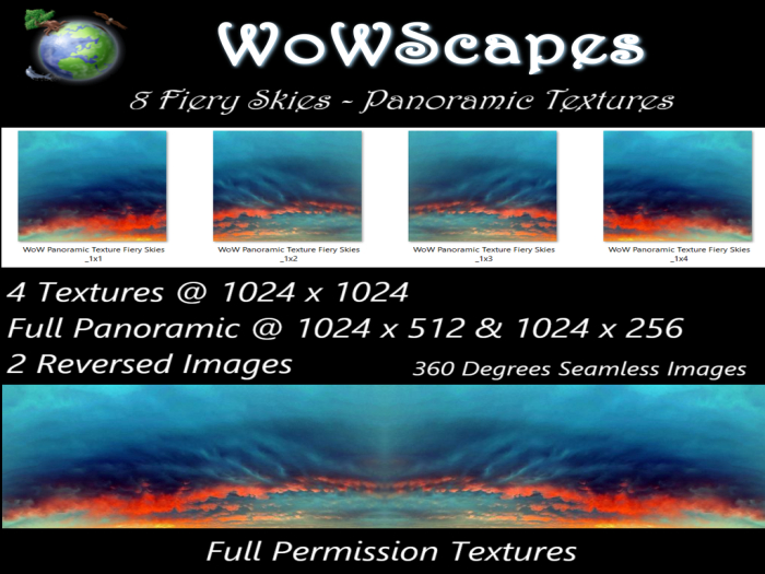 Second Life Marketplace - WoWScapes 8 Fiery Skies Panoramic Textures